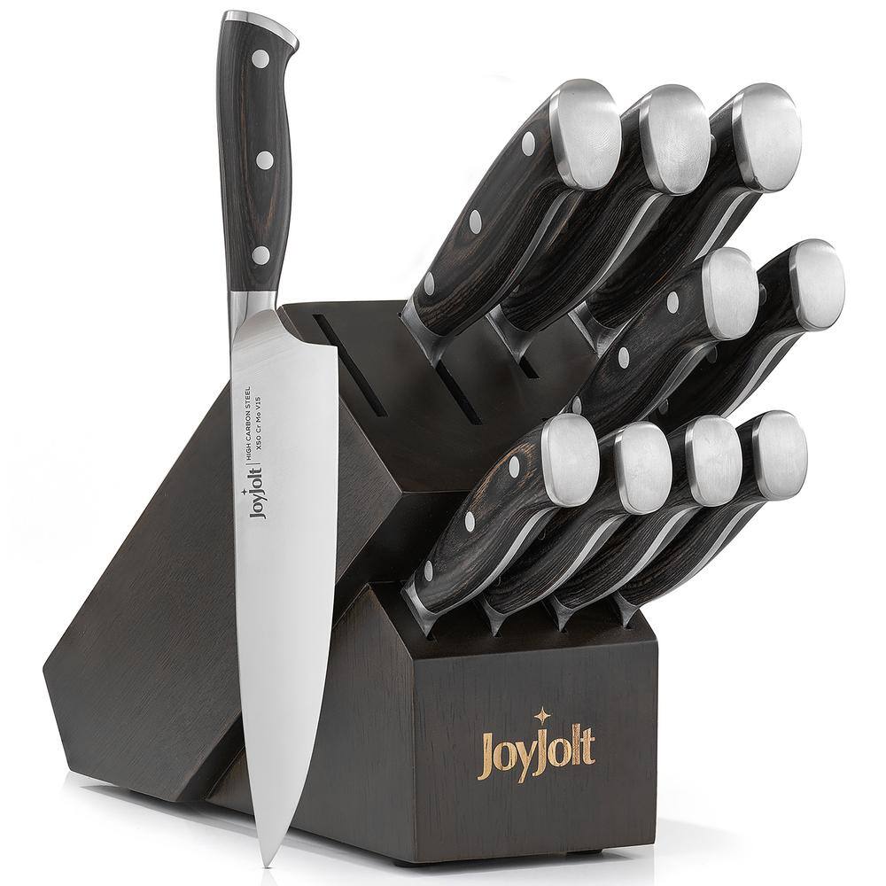 JoyJolt 11-Piece High-Carbon Steel Assorted Kitchen Knife Set with ...