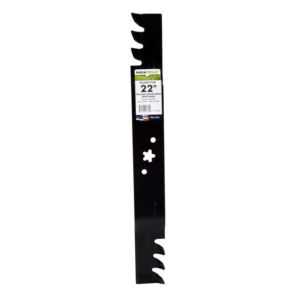 MaxPower Commercial Mulching Blade for 22 in. Cut Craftsman Husqvarna and Poulan Mowers Replaces OEM s 580244001 and 580244002 331749XB The Home Depot