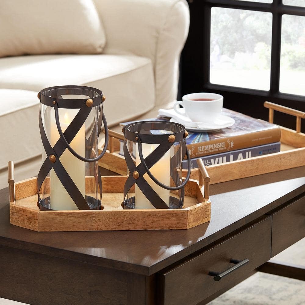 Home Decorators Collection Natural Wood Decorative Octagonal Tray (Set ...