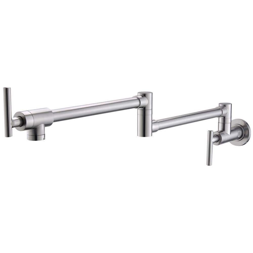 Fapully Modern Wall Mount Pot Filler Kitchen Faucet 2 Handles and 360 ...