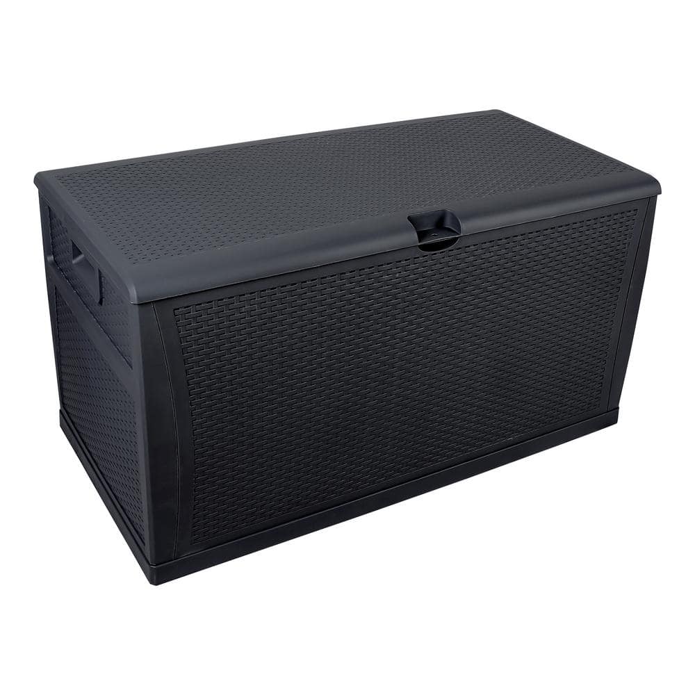Karl home 120 Gal. HDPE Storage Deck Box Black, Loading 175 lbs ...