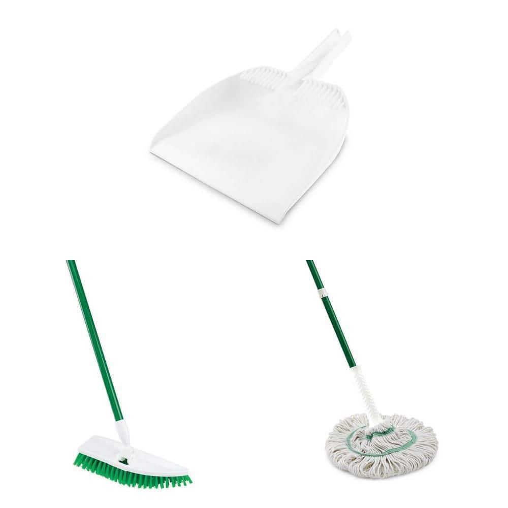 Libman 15 in. Angle Broom and Dustpan Set, Floor Scrub Brush, and ...
