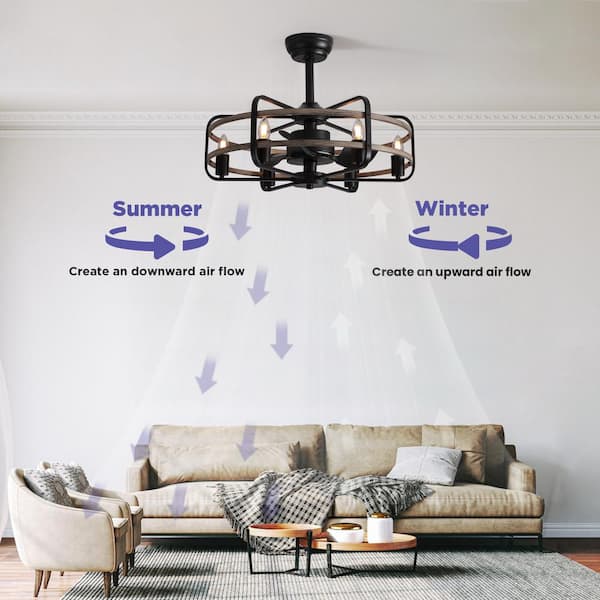 ANTOINE 25 in. Black Farmhouse Ceiling Fan Caged Ceiling Fan Indoor ...