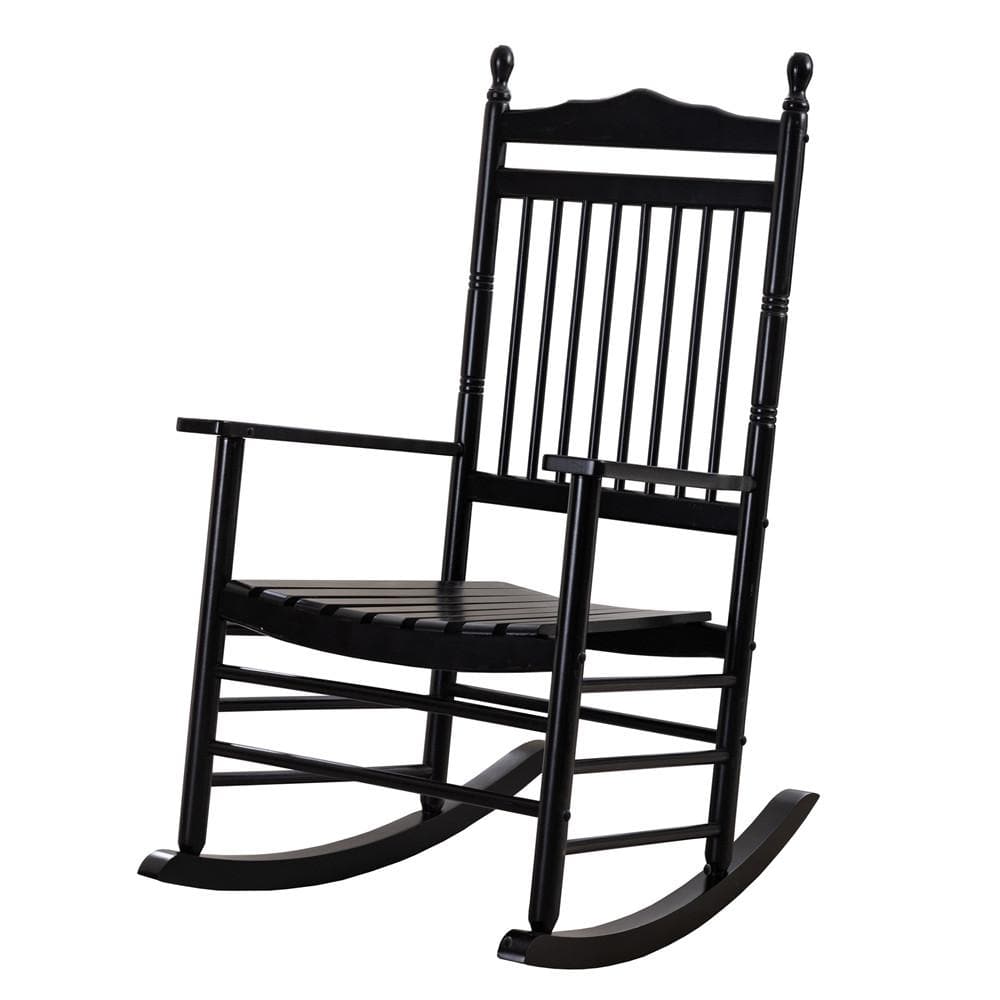 BplusZ Black Wood Outdoor Rocking Chair Porch Patio Rocker Indoor KD ...