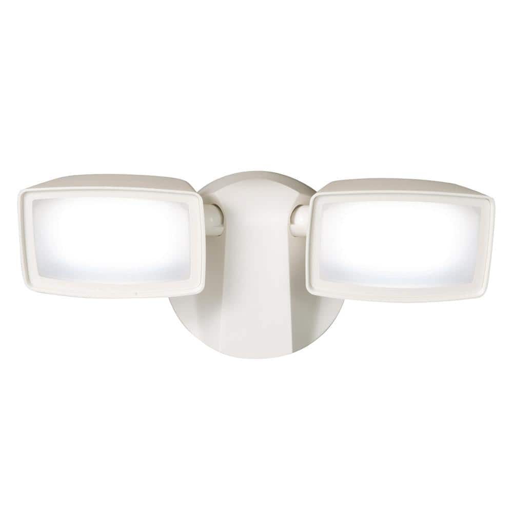 HALO White Outdoor Integrated LED Security Flood Light with Dusk to ...