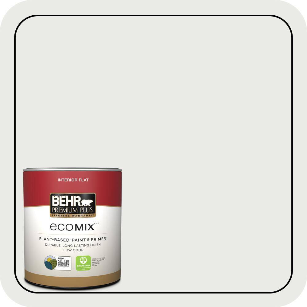 BEHR PREMIUM PLUS 1 qt. #52 White Flat EcoMix Plant-Based Interior ...