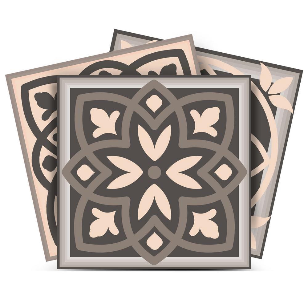 MI ALMA Gray, Brown SB20 6 in. x 6 in. Vinyl Peel and Stick Tile (24 ...