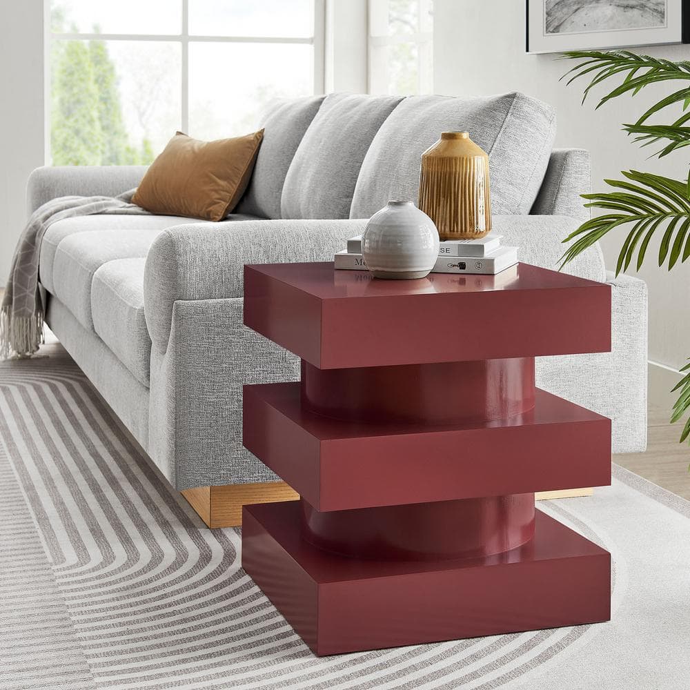 Modway Perpetuate 18 in. Totem Side Table in Spiced Apple - Geometric ...