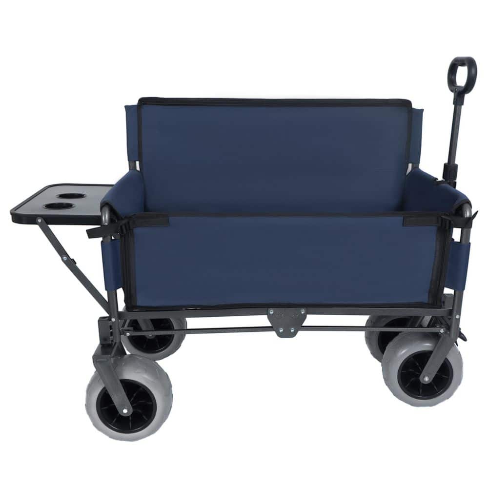 Dark Blue 6.4 cu. ft. 3-in-1 Fabric Folding Wagon Garden Cart with ...