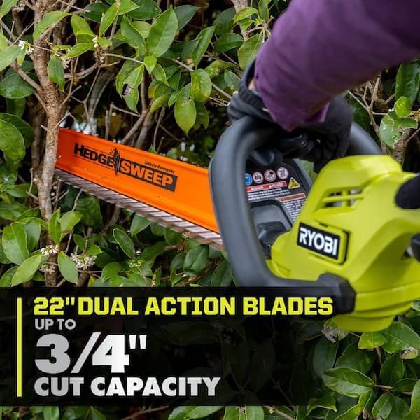 RYOBI ONE + 18V 22 in. Lithium-Ion Cordless Hedge Trimmer with Debris ...