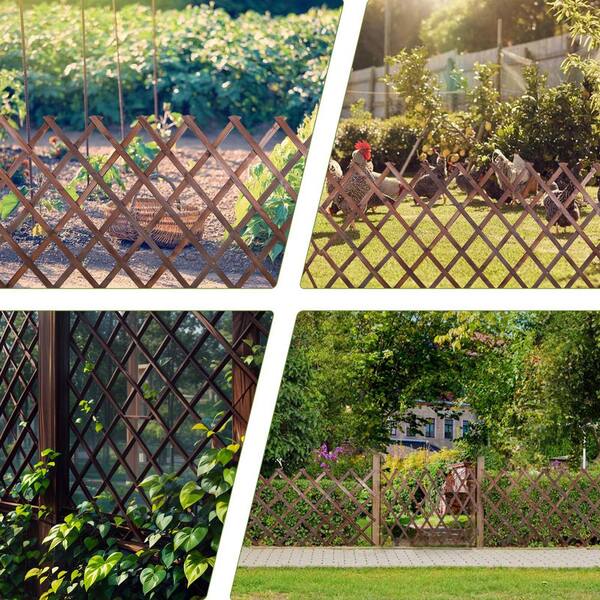 89 in. W x 38 in. H Expandable Garden Trellis, Wooden Lattice Wall ...