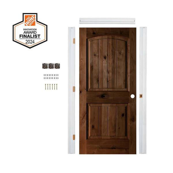 Krosswood Doors DIY RTA Kit 32 in. x 80 in. Alder Left-Hand Top Arch VG ...
