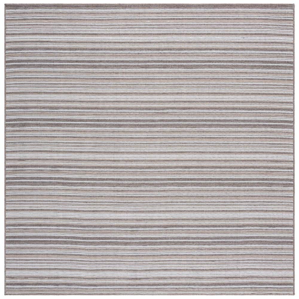 SAFAVIEH Escape Beige/Brown 7 ft. x 7 ft. Machine Washable Striped ...