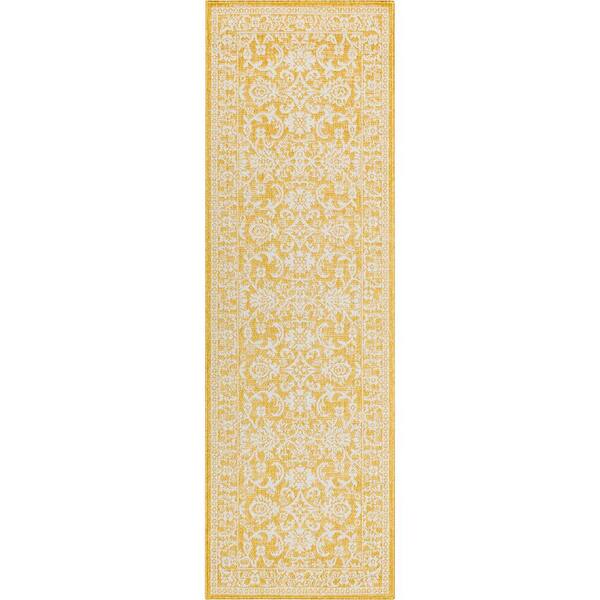 Well Woven Lia Delphi Yellow 2 ft. 3 in. x 7 ft. 3 in. Oriental Persian ...