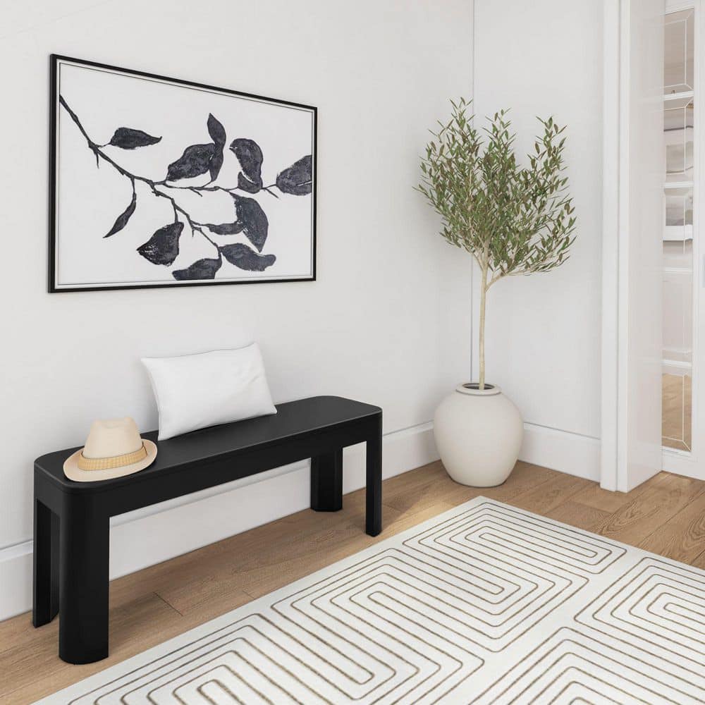 PLANK+BEAM Contour 46in. Black Dining Bench 2400313000-170 - The Home Depot