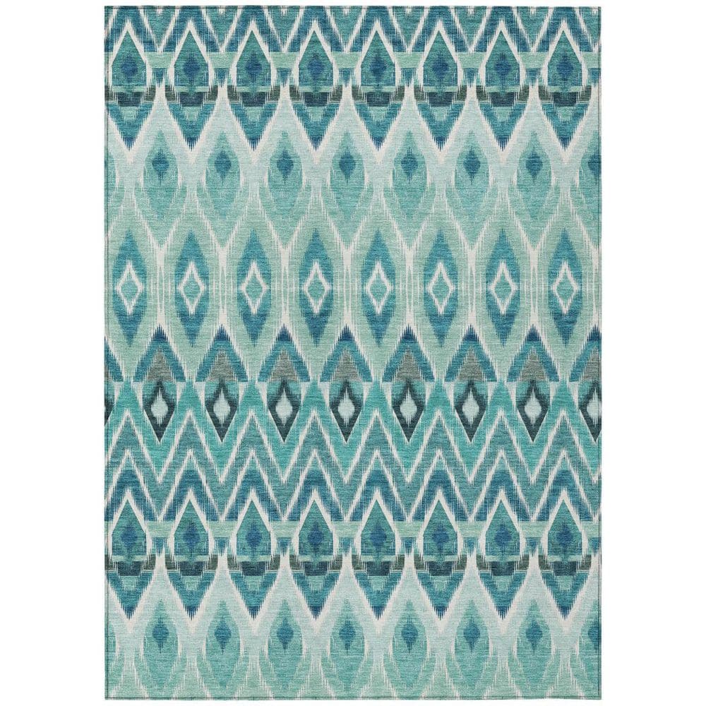 HomeRoots Teal Blue, Aqua, Mint Green 5 ft. x 8 ft. Woven Oriental ...