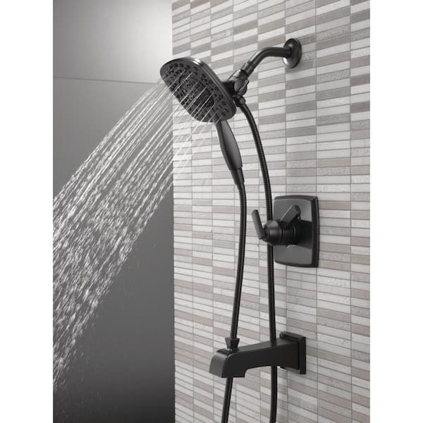 Dual Handle Shower Faucet Kit Delta Ashlyn 17 Series Matte Black Shower ...