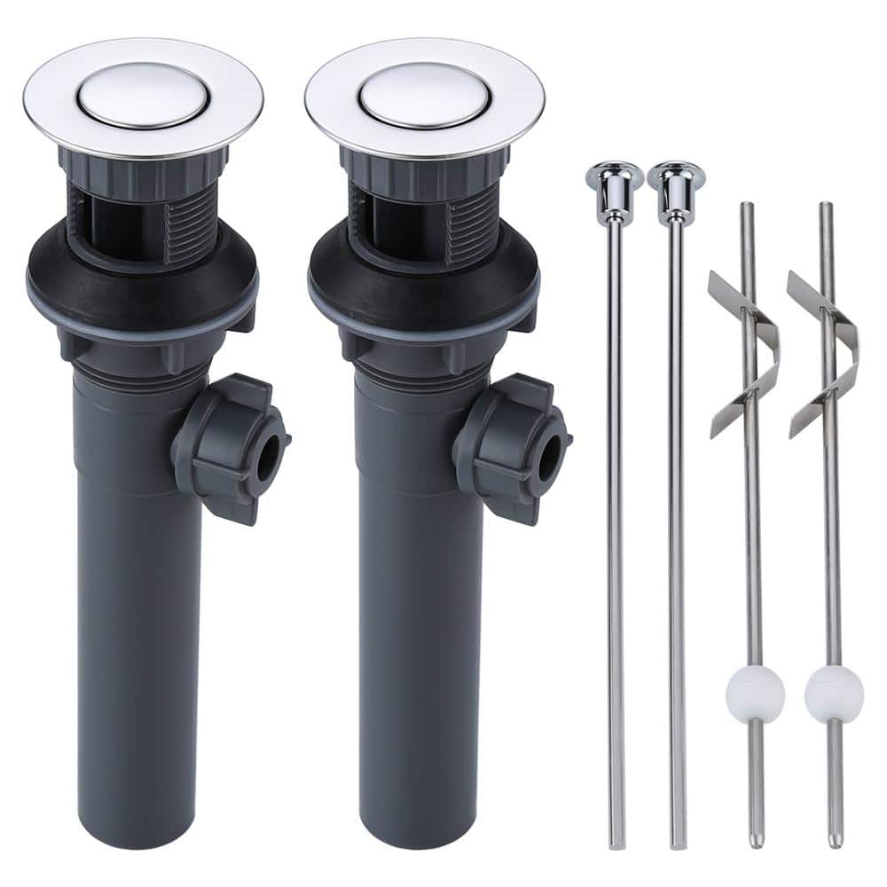 WOWOW 8.6 in. x 2.13 in. x 1.25 in. Lift Rod Drain Assembly in Polished ...