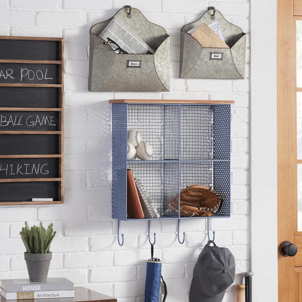 StyleWell 23 in. H x 19 in. W x 6 in. D Steel Blue Metal Wall-Mount ...