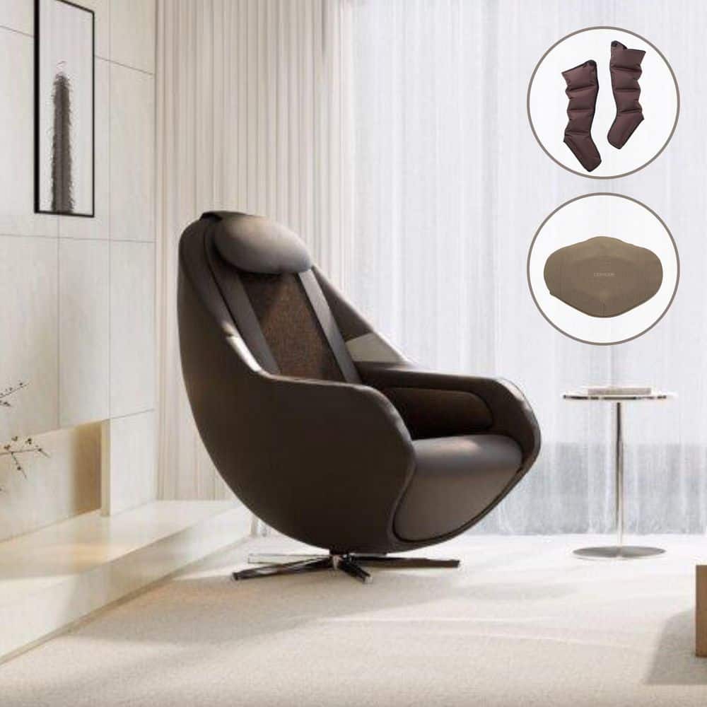 CERAGEM M6 Espresso Faux Leather Massage Chair with Abdominal and Leg ...