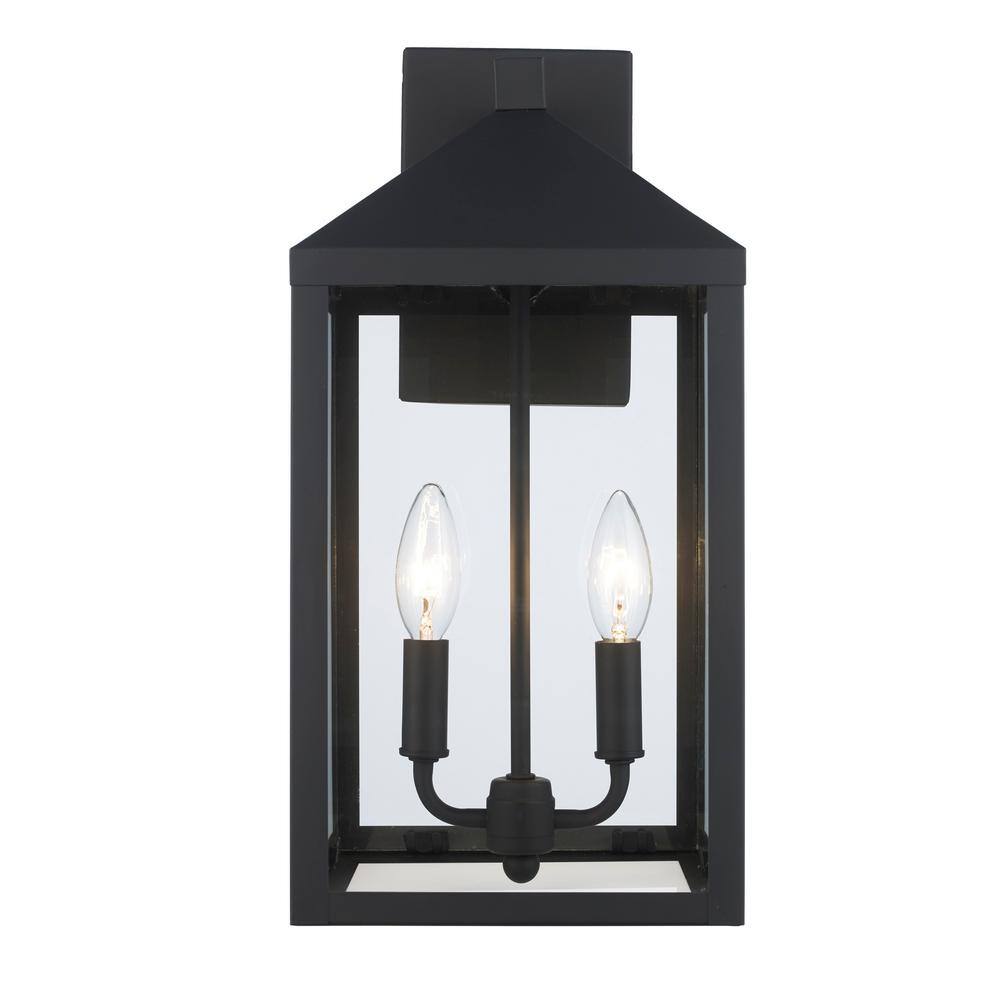 Bel Air Lighting Storm 16.8 in. 2-Light Black Outdoor Wall Light ...