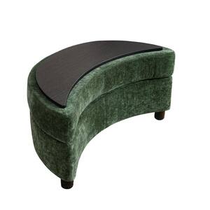 17.3"H X 32.7" W X18.9"D Navy Chenille Upholstered Half Crescent Moon ...