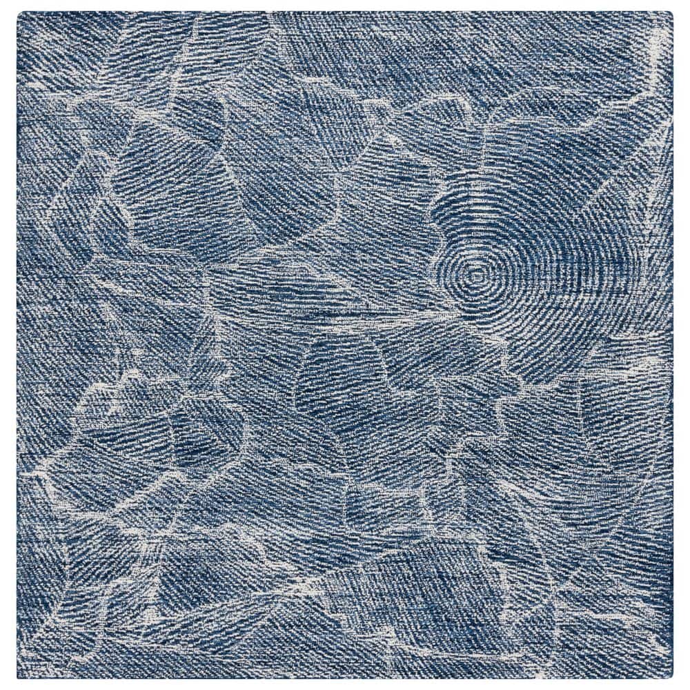 SAFAVIEH Metro 6 ft. x 6 ft. Navy/Ivory Solid Color Abstract Square ...