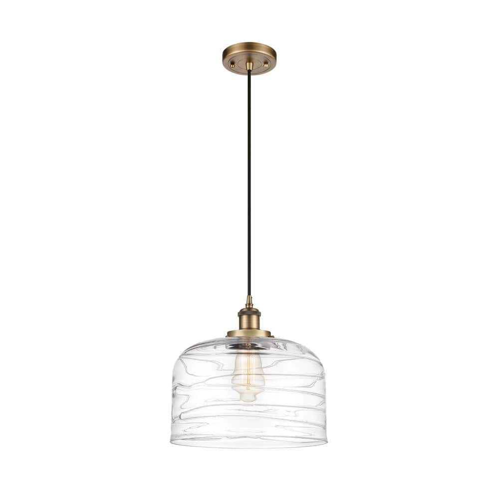 Innovations Bell 1-Light Brushed Brass Bowl Pendant Light with Clear ...