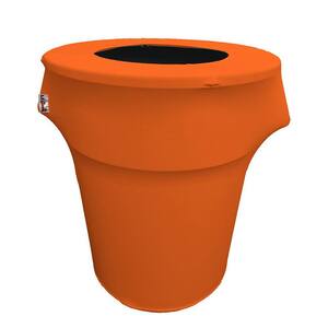 LA Linen Round Orange Stretch for 55 Gal. Trash Can Cover ...