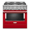KitchenAid 36 in. 5.1 cu. ft. Dual Fuel Freestanding Smart Range with 6 ...