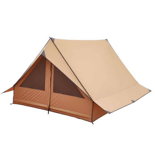 VEVOR 6.56 ft. x 8.2 ft. Brown 2-Person Hot Tent, Cabin with Stove Jack ...