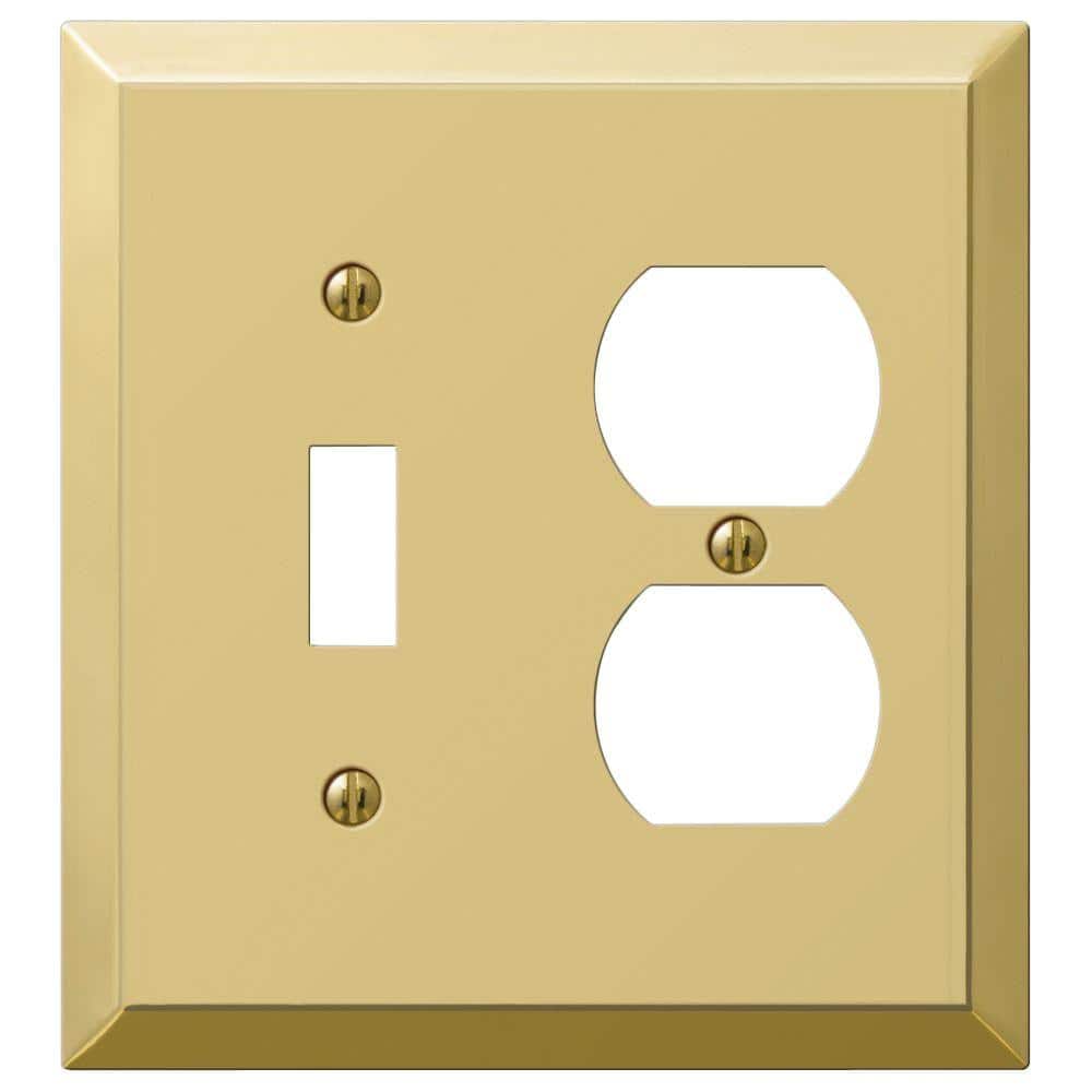 Hampton Bay Metallic 2 Gang 1-Toggle and 1-Duplex Steel Wall Plate ...