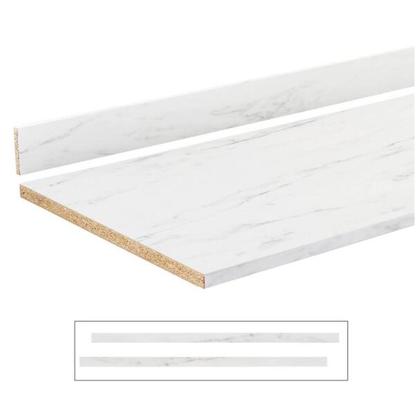STRETTA 4 ft. White Laminate Countertop Kit with Full-Thickness Square ...