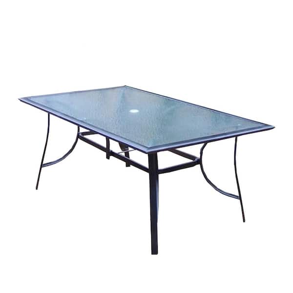 Oakland Living Modern Black Rectangular Aluminum Outdoor Patio Dining ...