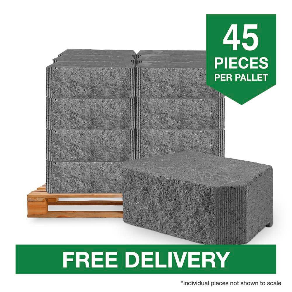Pavestone Legacy Stone Deco 6 in. x 16 in. x 10 in. Charcoal Concrete ...