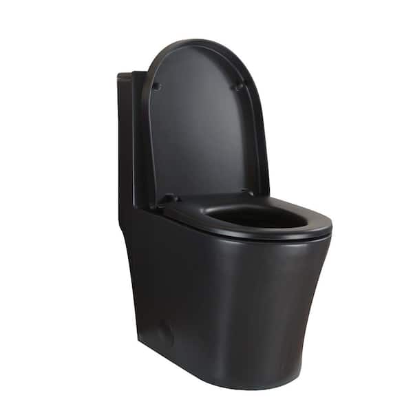 16.5 in. Rough In Size Elongated Toilet Bowl in Black, Double Flush ...