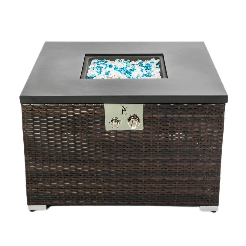 Angel Sar Square Wicker 20 in. Fire Pit Table with Extension LQHD00002 ...