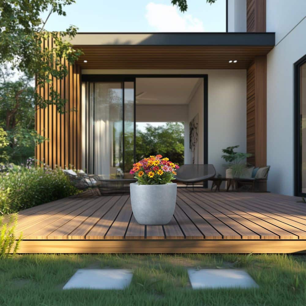 Sapcrete 14 in. Medium Soft Slate(Enhanced Core) Concrete Round Planter ...