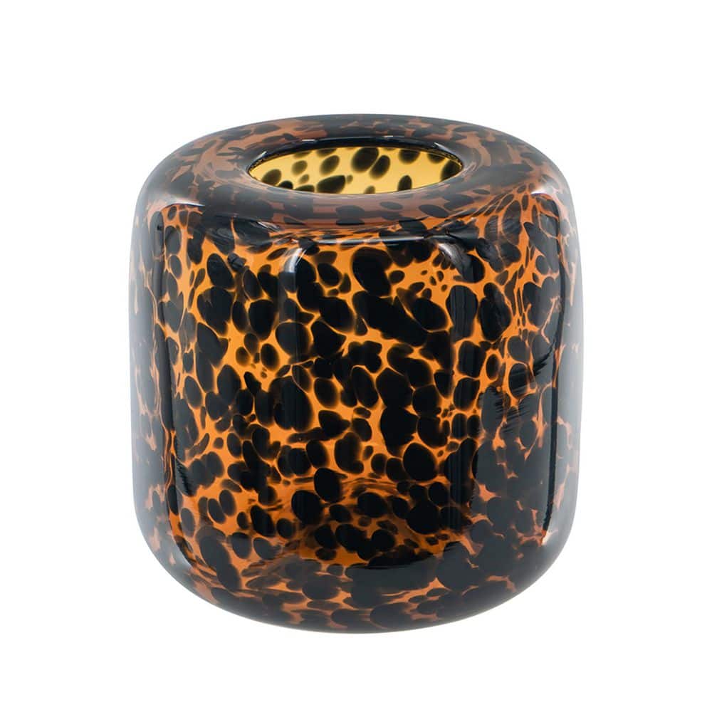 Sleek and Modern 7.9 in. Brown & Amber Glass Square Decorative Vase ...