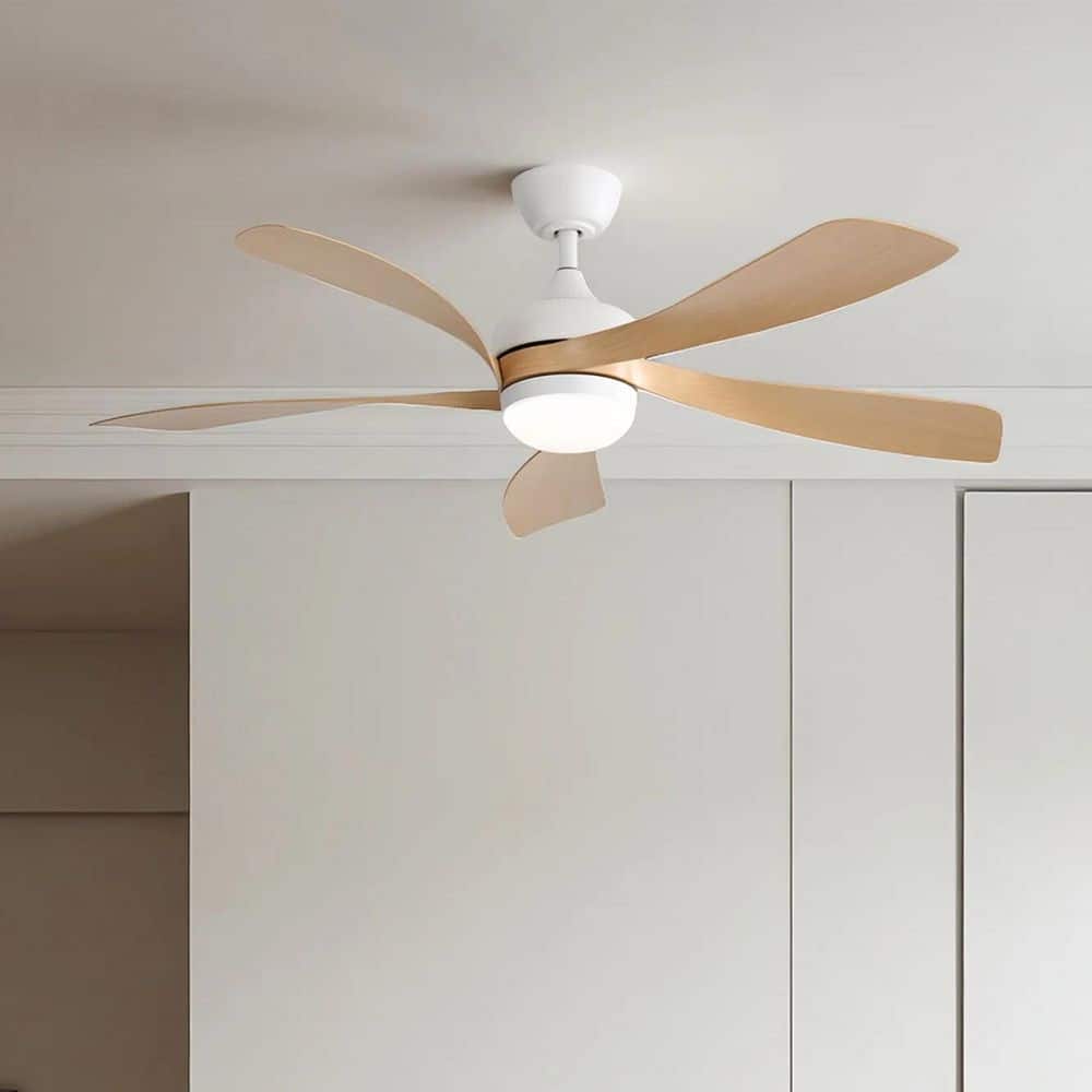 MODERN HABITAT WhisperBloom 52 in. Indoor Oak Ceiling Fan with LED ...