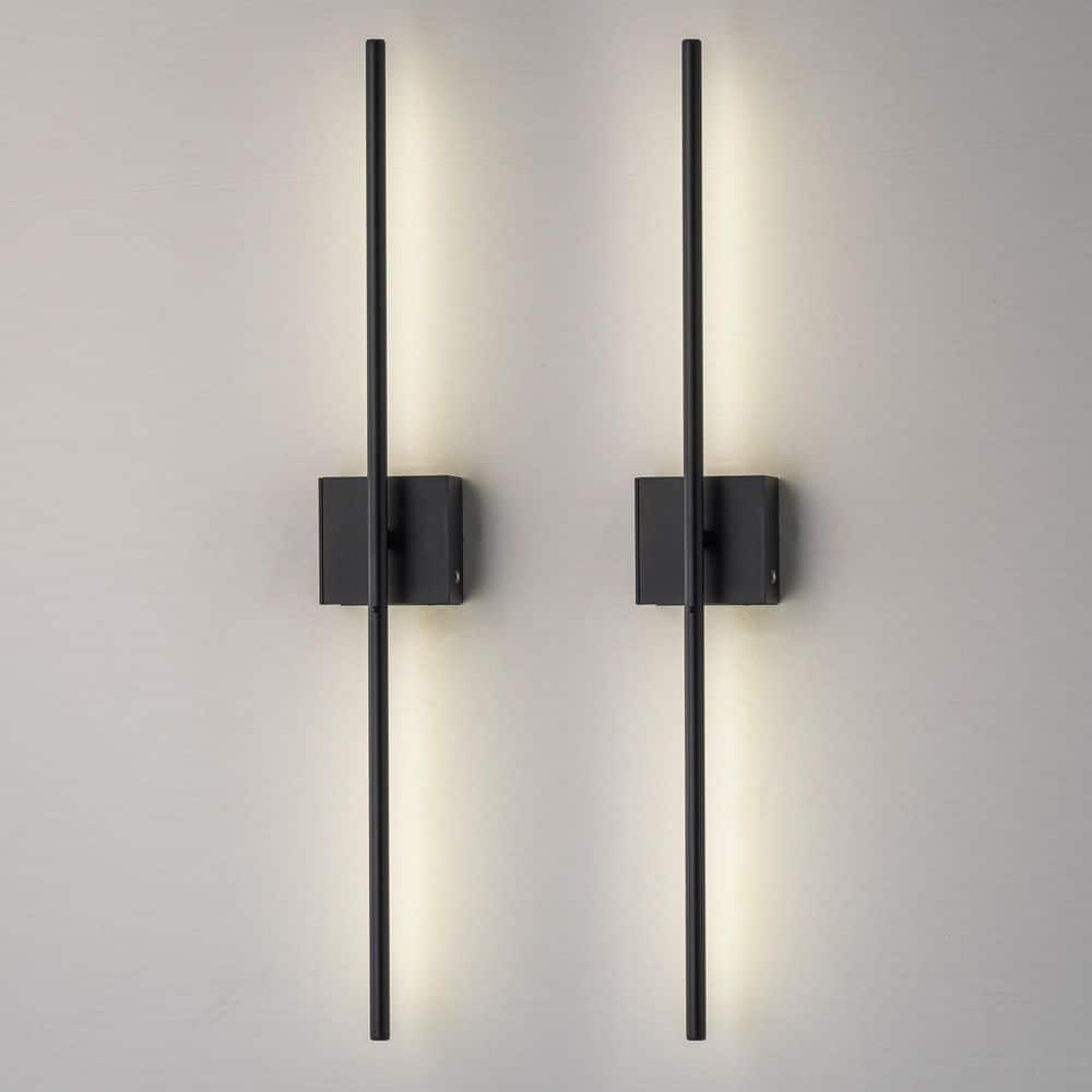 C Cattleya 31.75 in. 2-Light Black Dimmable Color 3CCT Chargeable ...