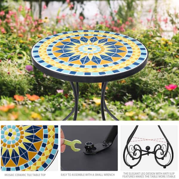 MOEPISY Yellow Outdoor Side Table Mosaic Patio Table 0DQXPZMD9 - The ...