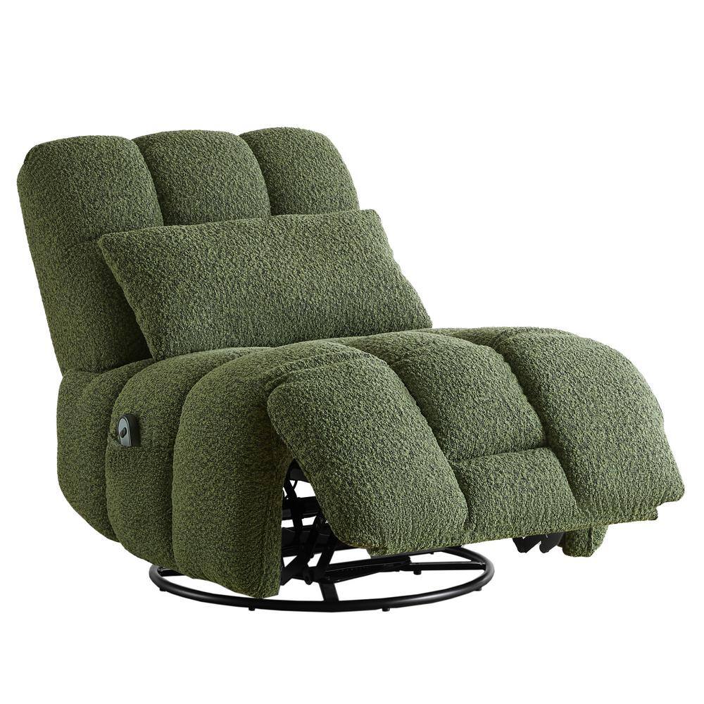 SPRUCE & SPRING Ignatius Green Fabric Swivel Rocker Power Recliner ...