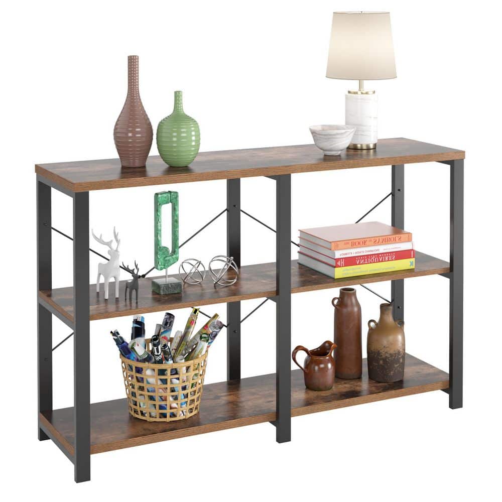 ComHoma 1-Piece 55 in. W Rustic Brown 3-Tiers Rectangle Wood Top ...