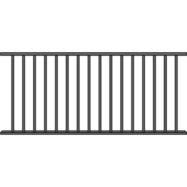 Cinch 8 ft. x 38-3/4 in. Satin Black Steel Level Rail Panel with Square ...