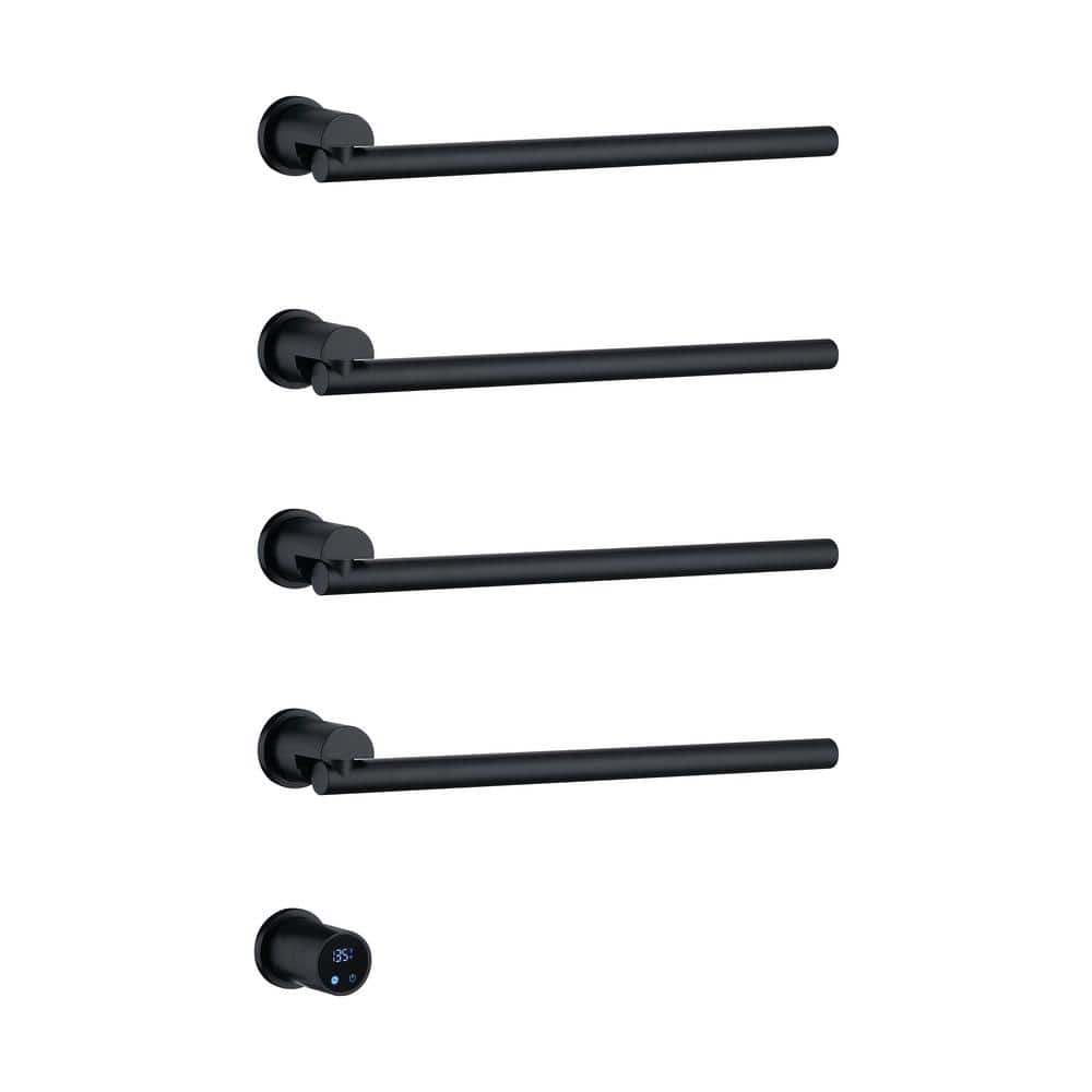 Cesicia Matte Black 4-Bar Plug-In/Hardwired Swingable Wall Mounted ...