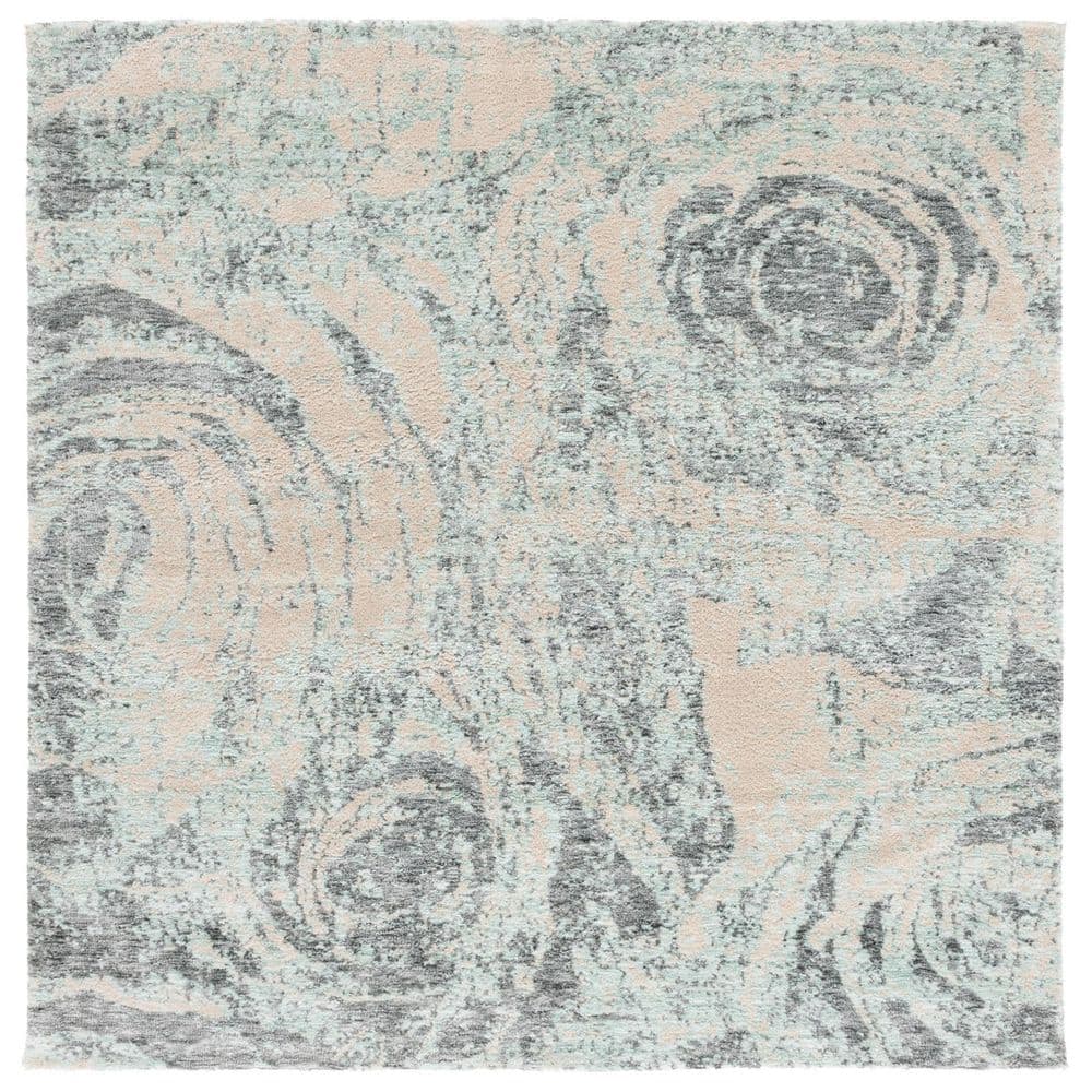 SAFAVIEH Audrey 6 ft. x 6 ft. Blue/Gray Running Floral square Area Rug ...