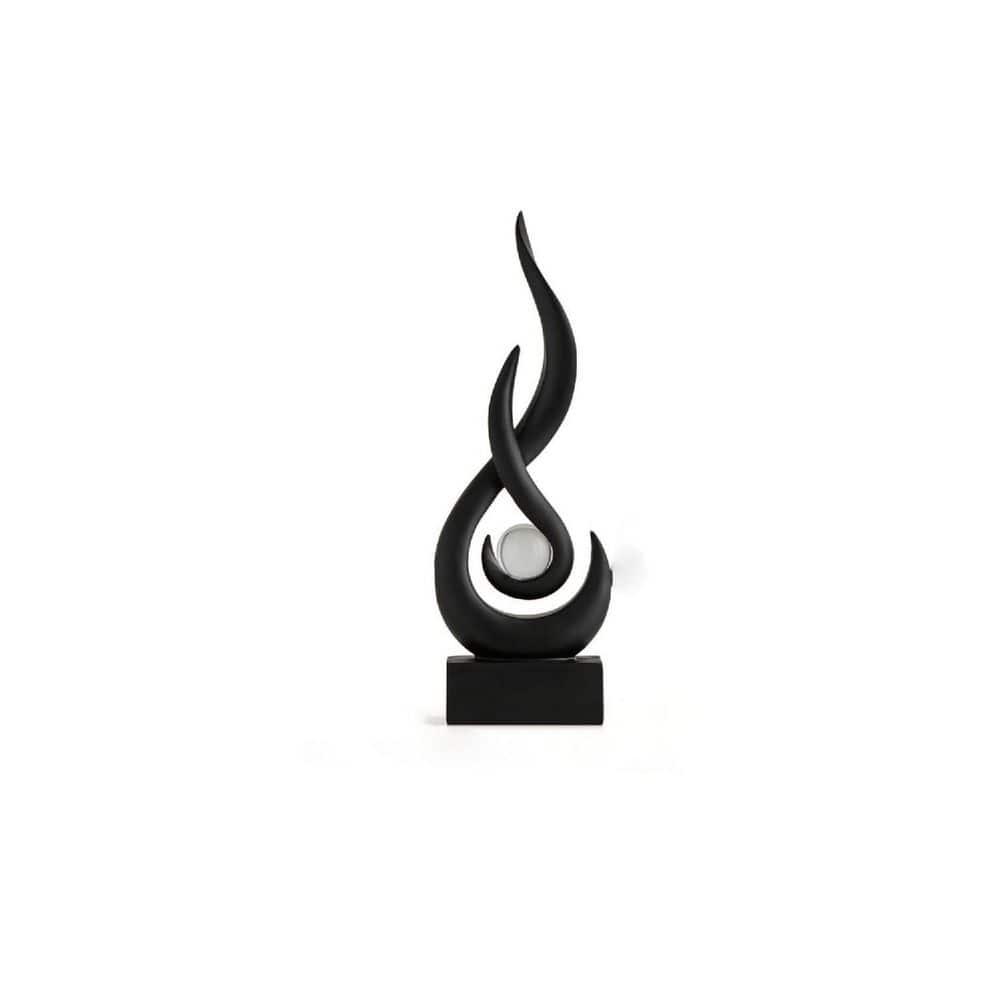 Black 4 in. x 12 in. Resin Art Flame Figurines for Living Room Table ...