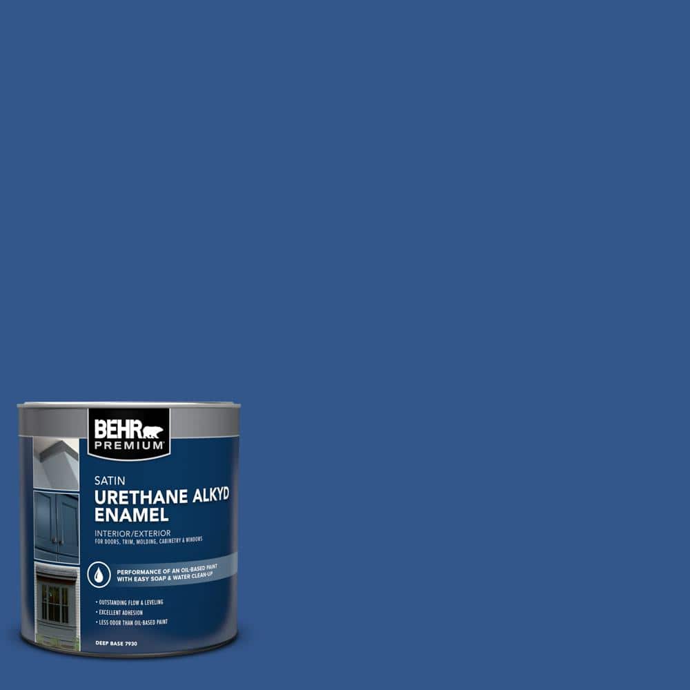 BEHR PREMIUM 1 qt. #PPU15-03 Dark Cobalt Blue Satin Enamel Urethane ...