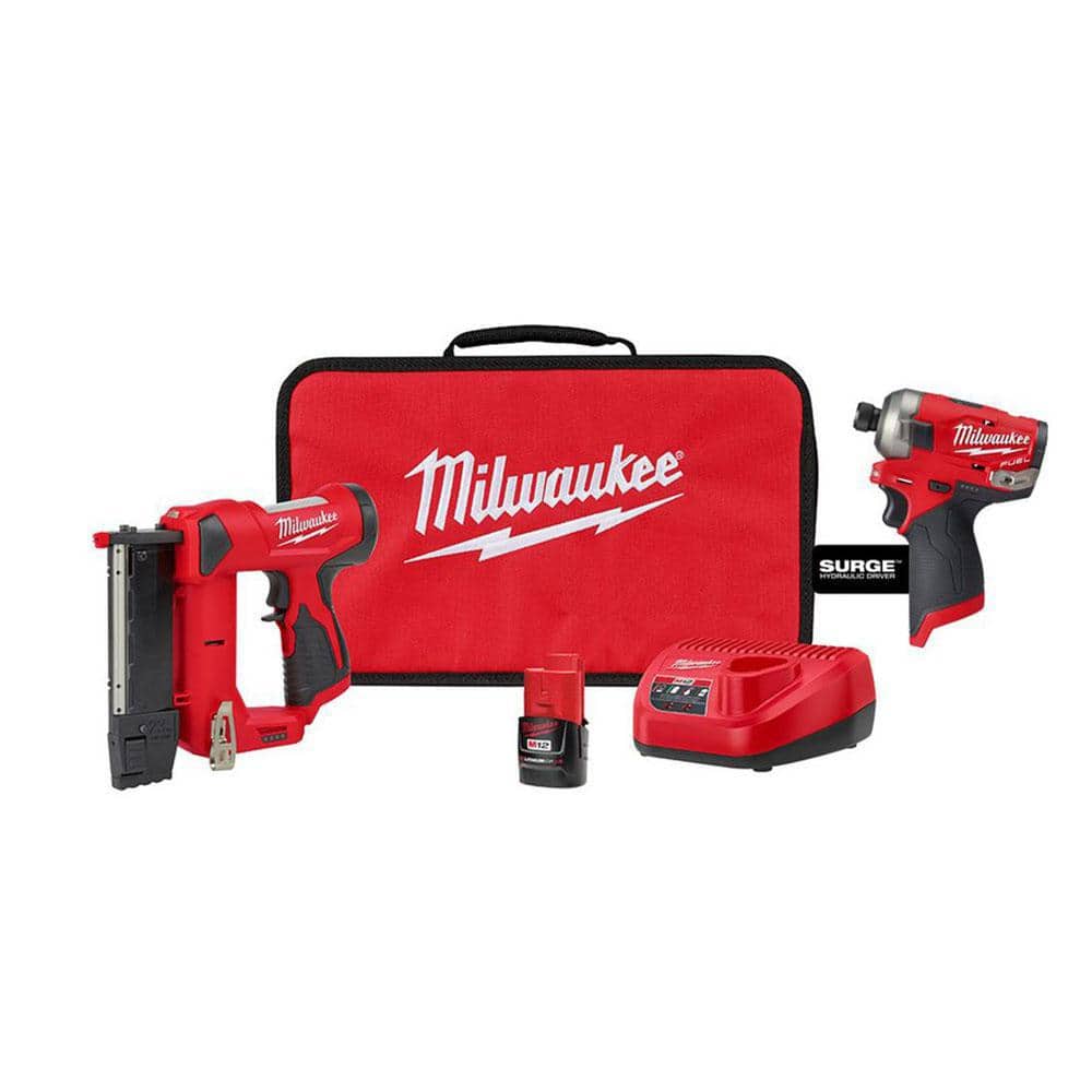 Milwaukee M12 12-Volt 23-Gauge Lithium-Ion Cordless Pin Nailer Kit w ...